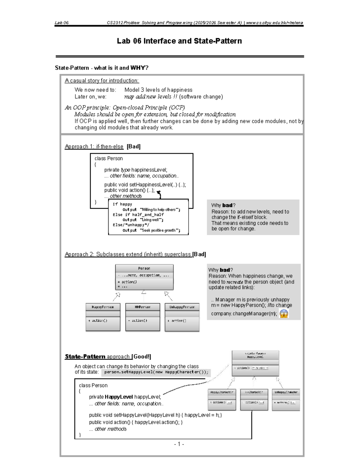 Lab 06 CS2312 Problem Solving and Programming Semester A: OOP ...