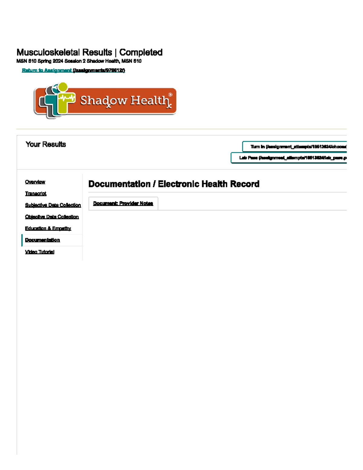 Musculoskeletal Documentation Guide - Shadow Health Study - Studocu