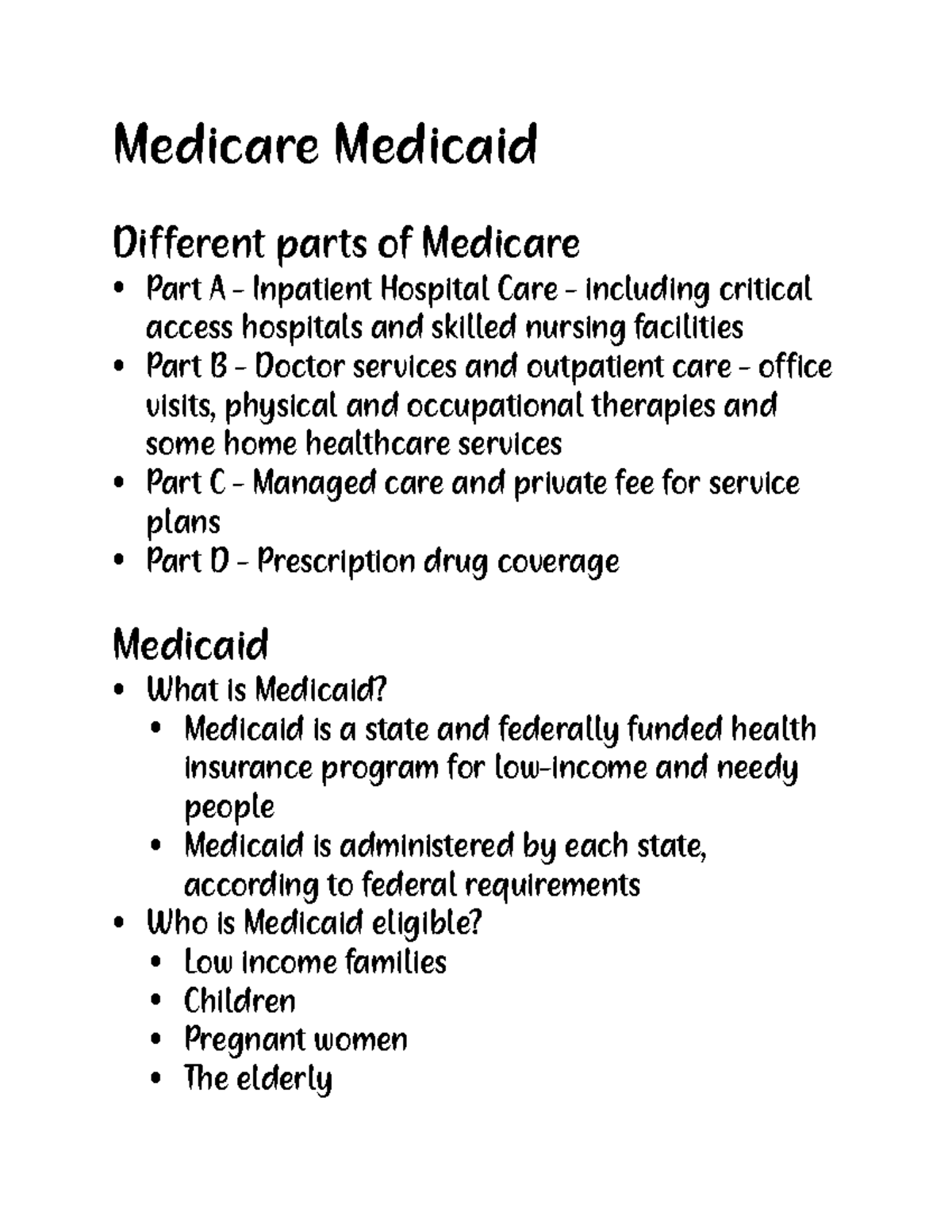 Medicare Medicaid - Medicare Medicaid Different parts of Medicare ...