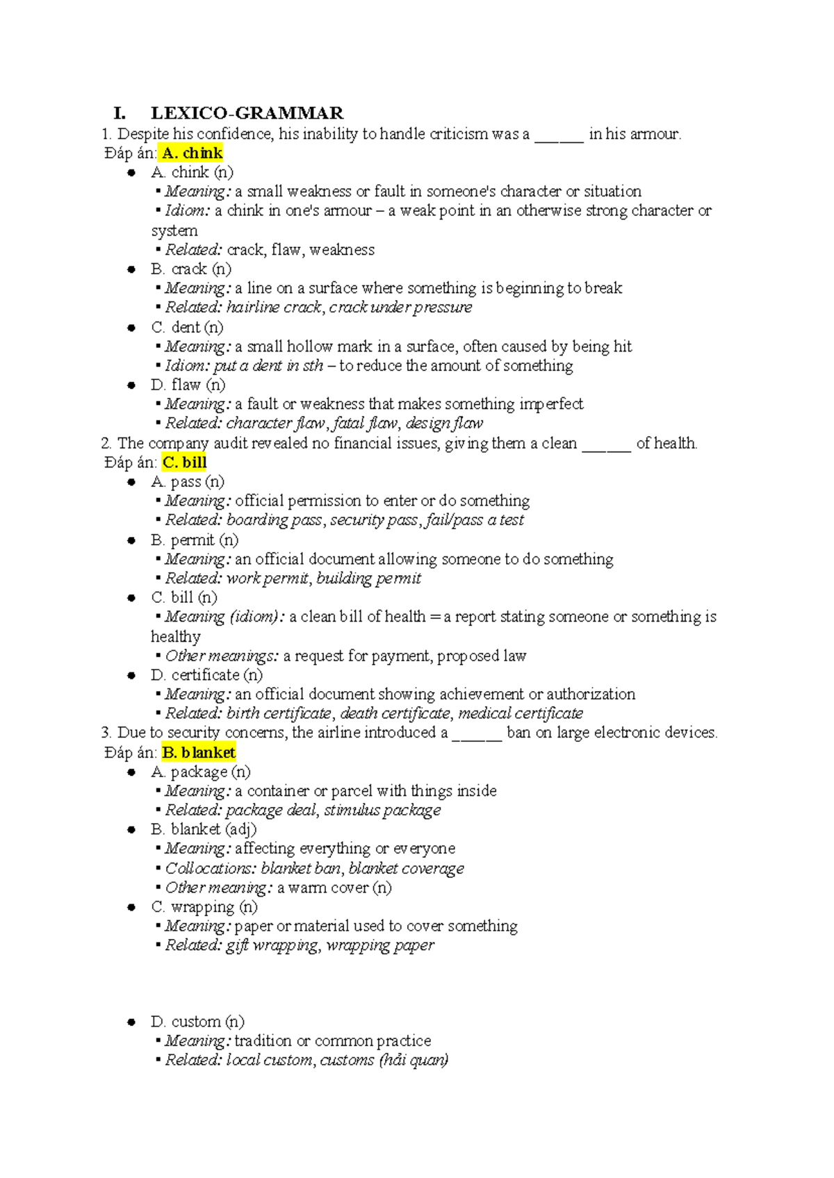 Lexico-GRAMMAR Study Guide (Course Code: 30.4) - Key & Explanations ...