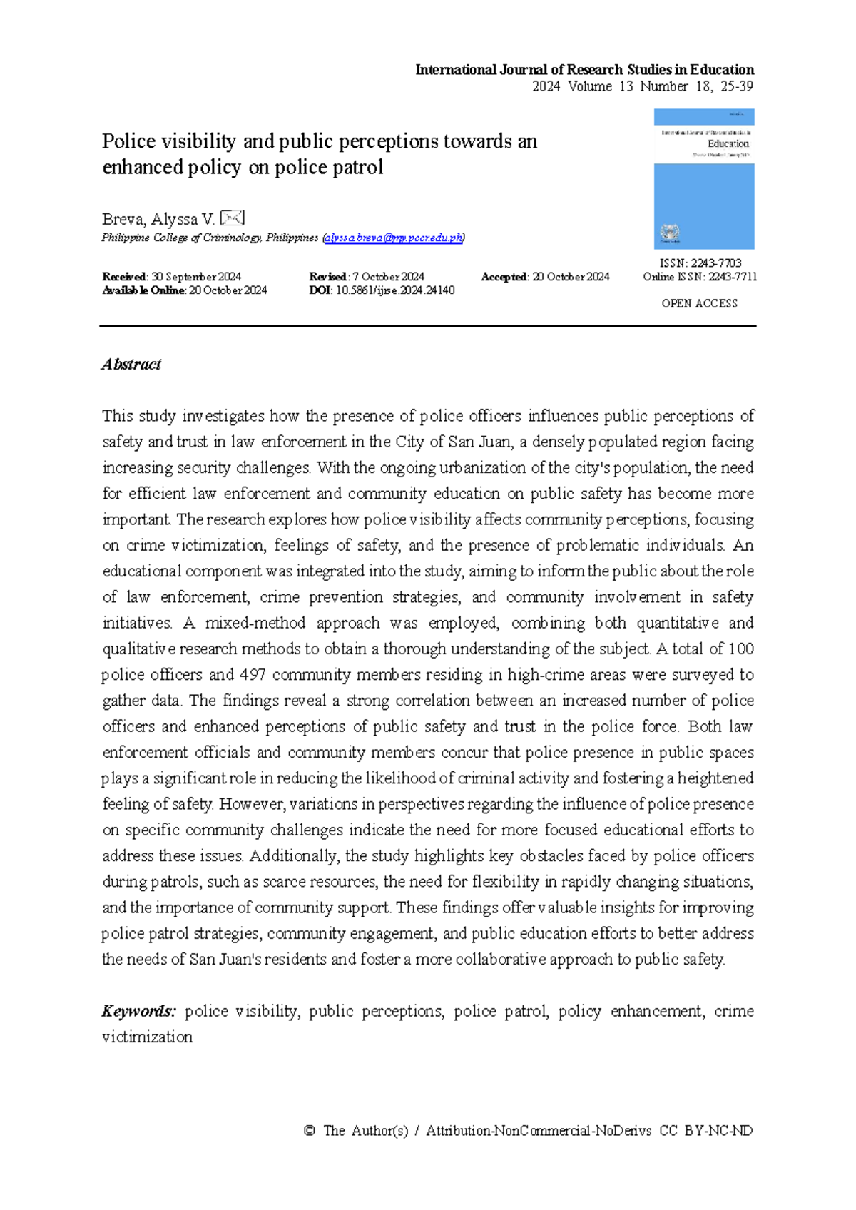 Police Visibility and Public Perceptions: Enhancing Patrol Policies in ...
