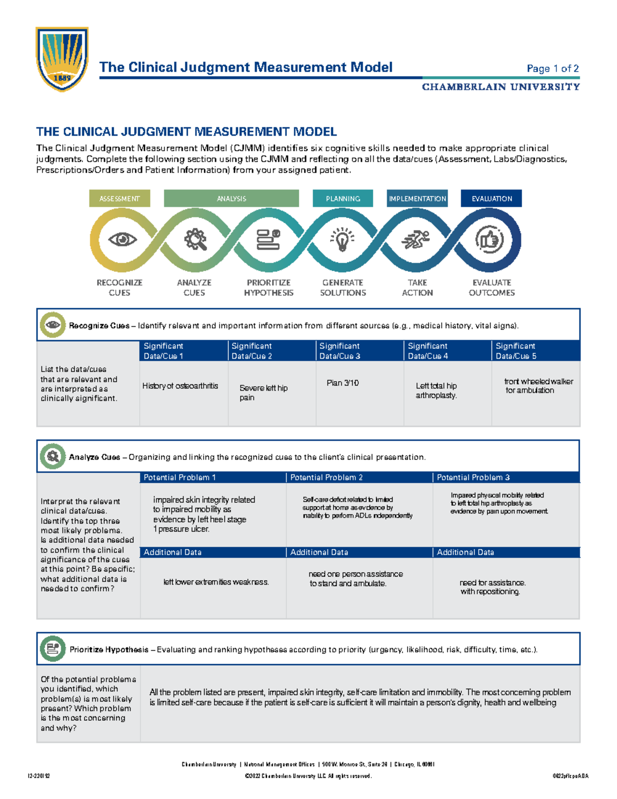 Douglas Clinical Judgment Measurement Model Worksheet (CJMM) - Studocu