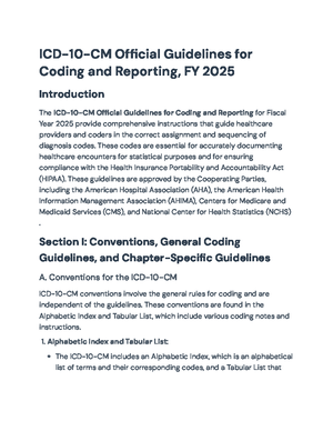 Official Guidelines for Coding and Reporting ICD-10-CM FY 2025 Update - Studocu