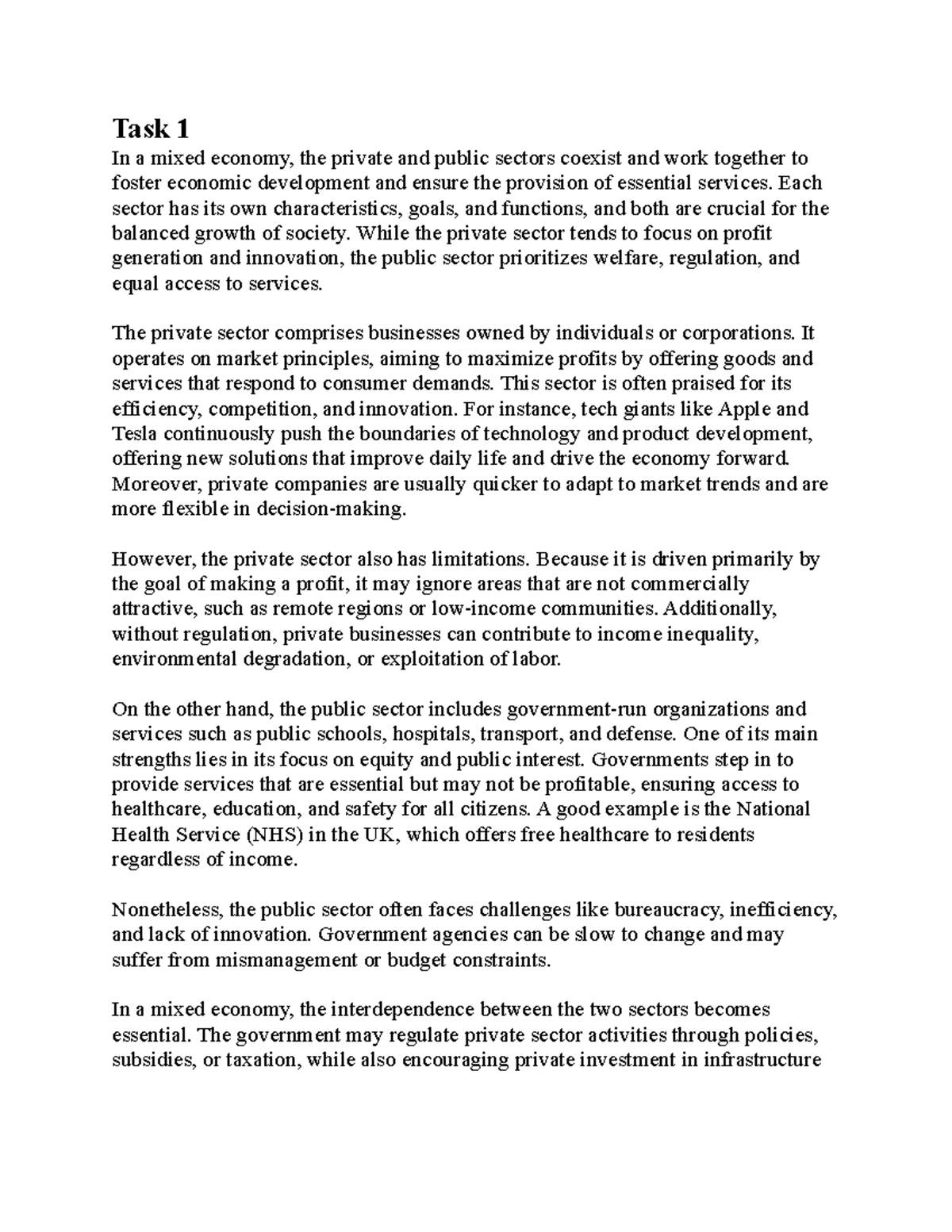 Mixed Economy Overview: Private & Public Sector Dynamics - Studocu