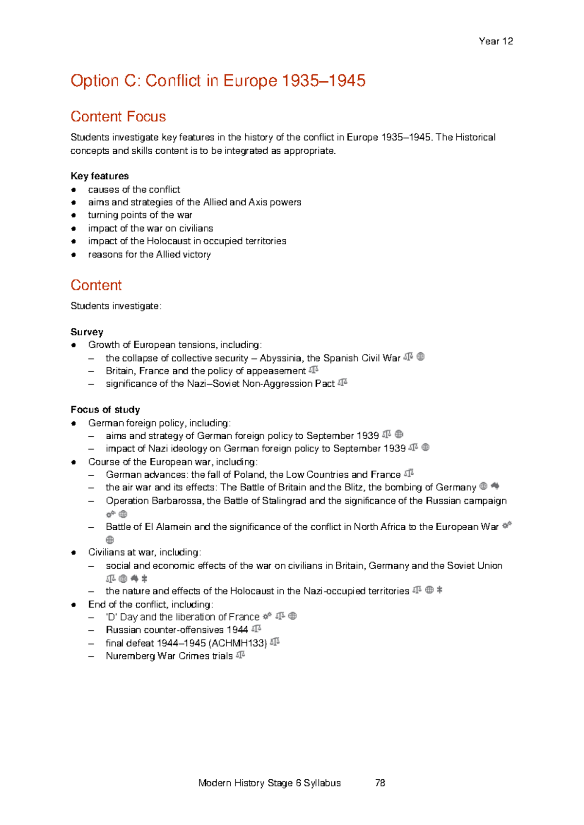 Year 12 Modern History: Conflict in Europe Syllabus (ACHMH133) - Studocu