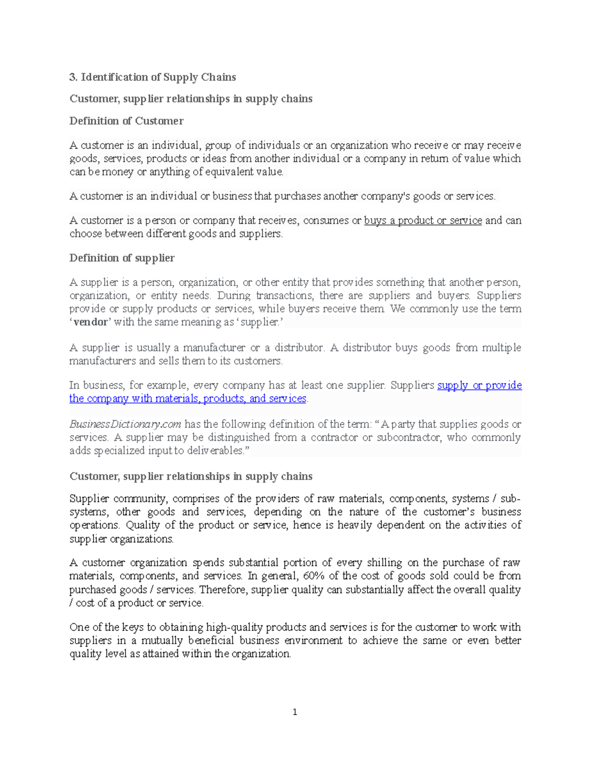 3. Identification of supply chains - Identification of Supply Chains ...