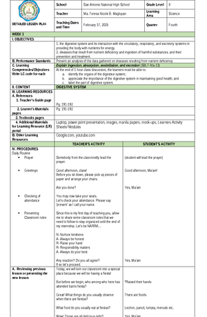 Detailed Lesson Plan on Biodiversity Conservation - Science 8 - Studocu