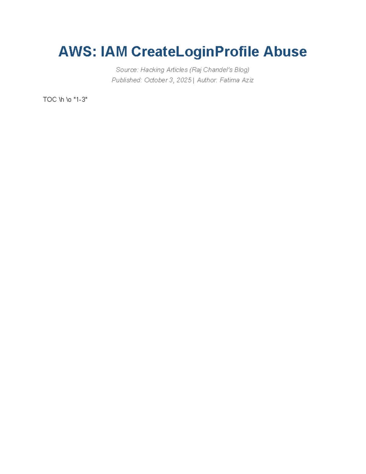 AWS IAM CreateLoginProfile Abuse: Privilege Escalation Lab Guide - Studocu