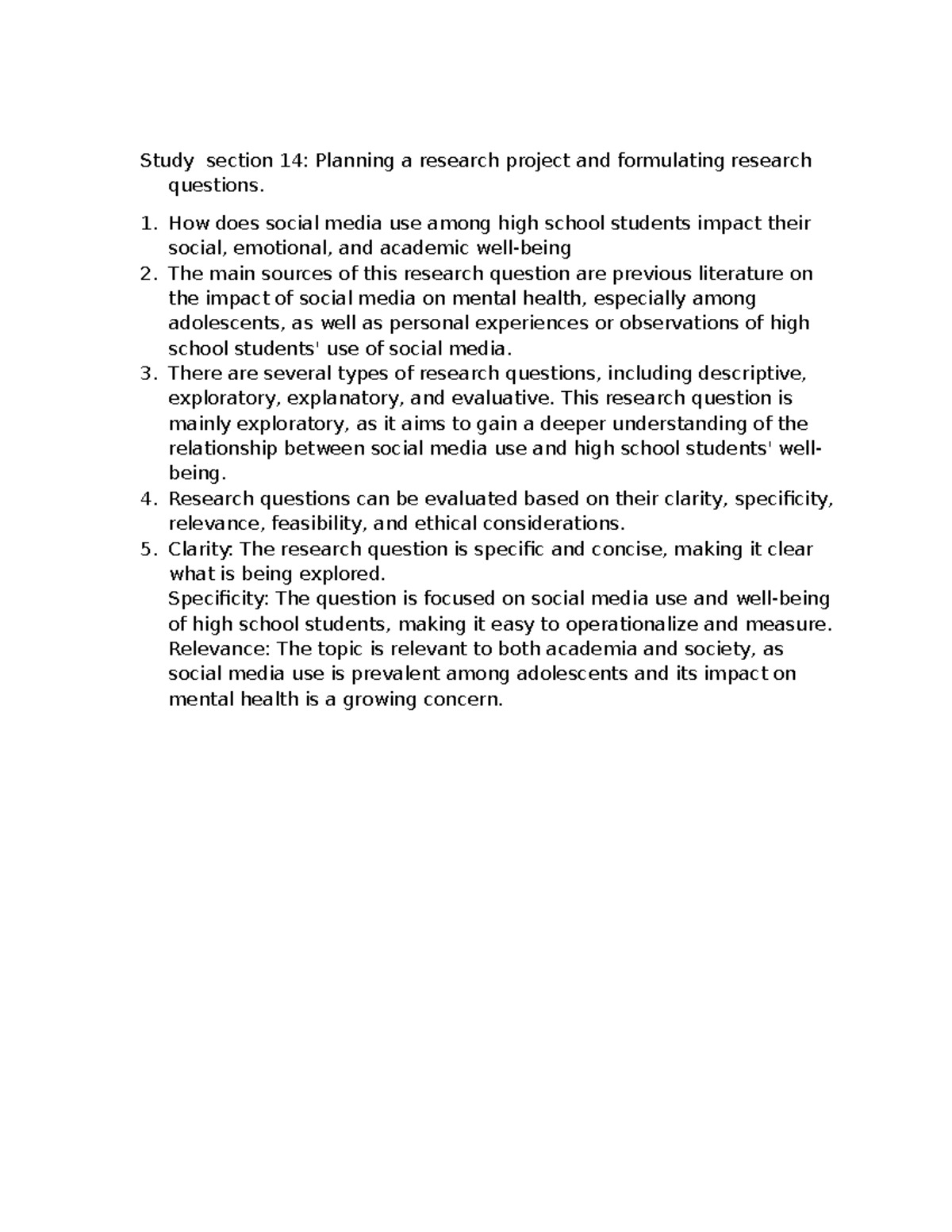 Tutorial 3 - Study section 14: Planning a research project and ...