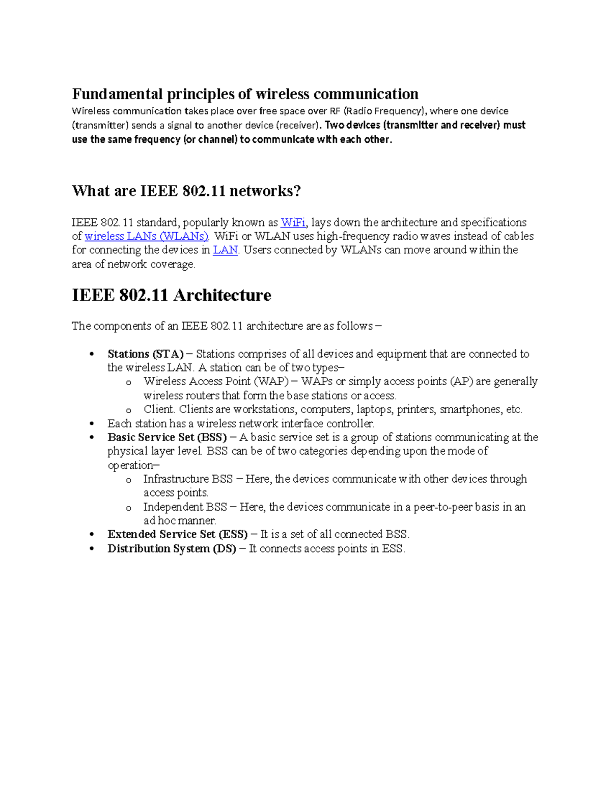 Fundamental principles of wireless communication - Two devices ...
