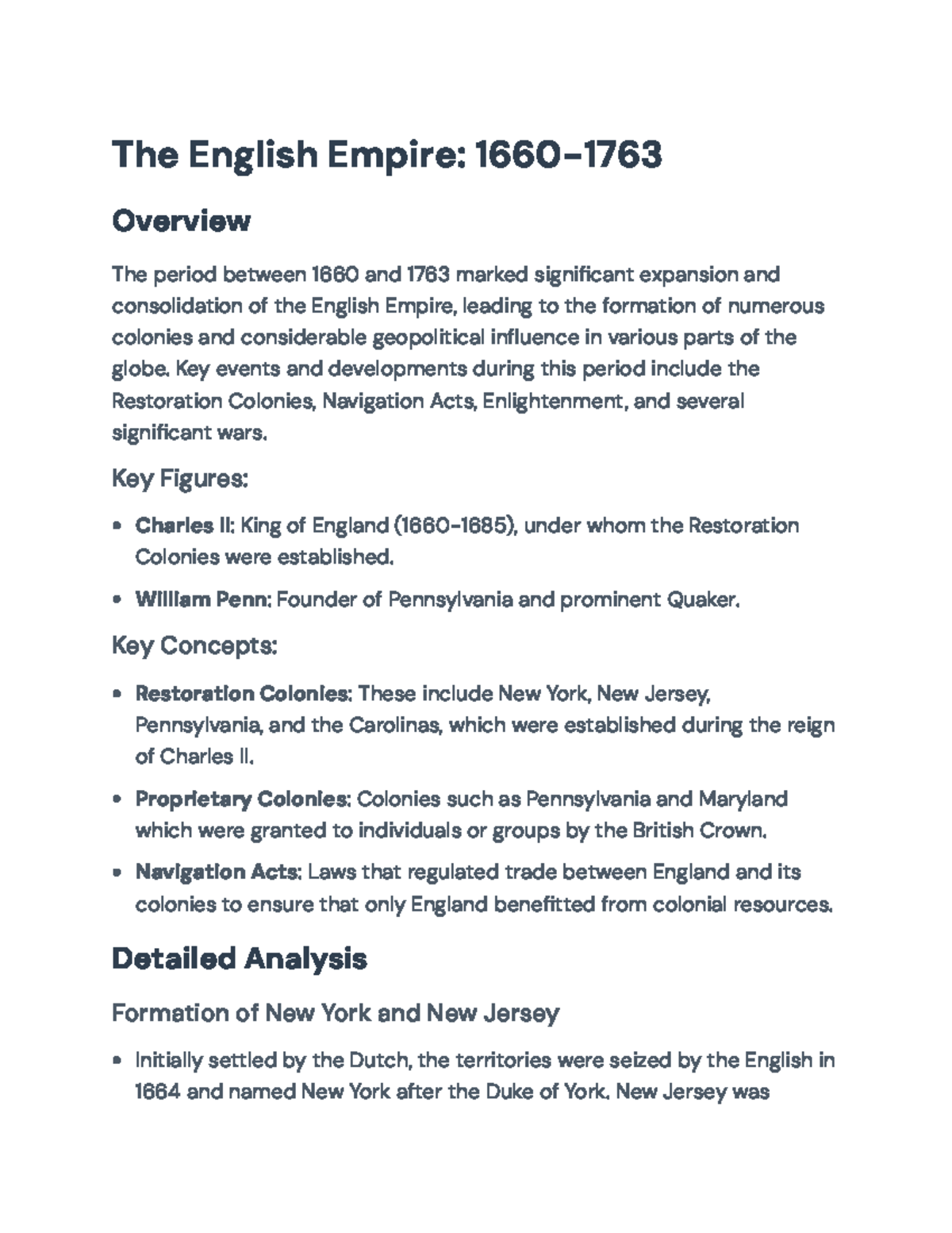 The English Empire: Key Events and Developments (1660-1763) - The ...