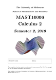 MAST10006 - Melbourne - Calculus 2 - Studocu