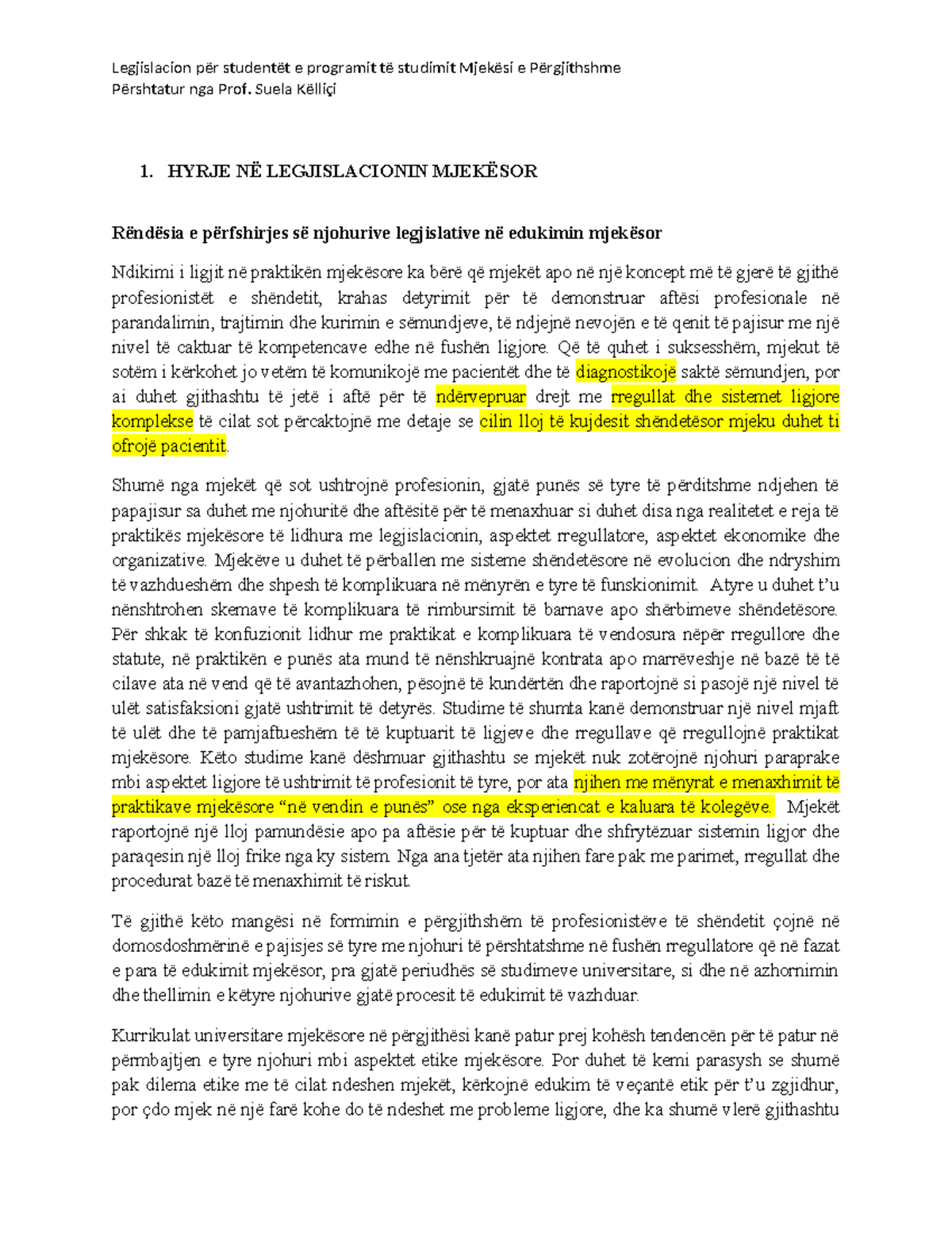 Legjislacioni Mjekësor për Studentët e Mjekësisë e Përgjithshme ...