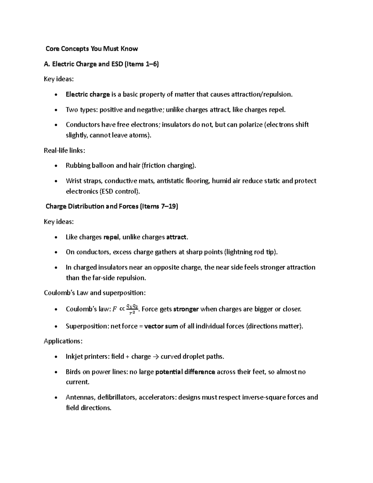 Physics-2: Key Concepts on Electric Charge and ESD - Studocu