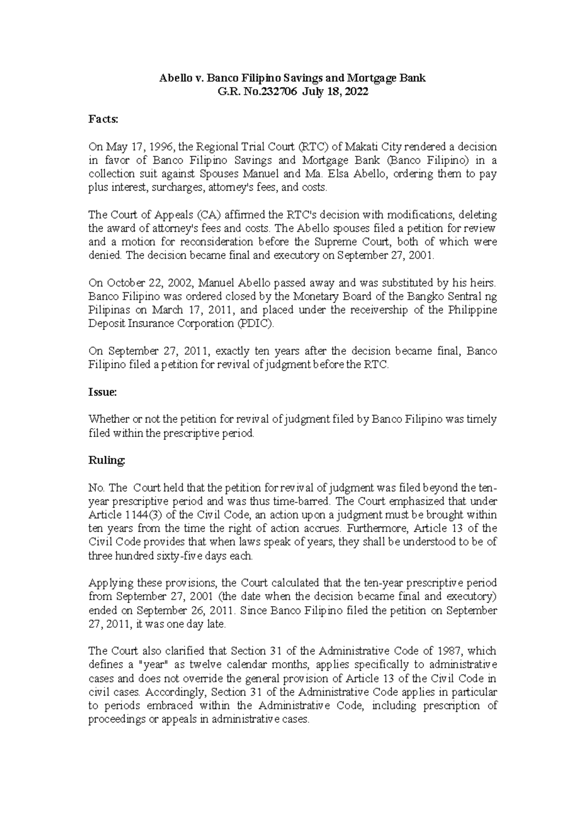 Admin Case Digest: Key Rulings and Legal Principles (G.R. No.232706 ...