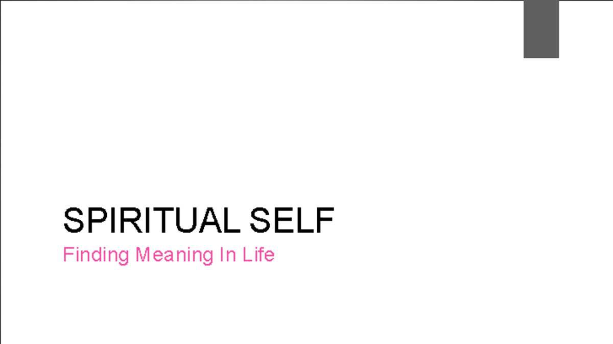 Lesson 9: Understanding the Spiritual Self and Its Importance - Studocu