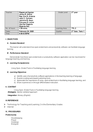 Detailed Lesson Plan in Filipino 1 - Daily Lesson Plan SCHOOL: Grade ...
