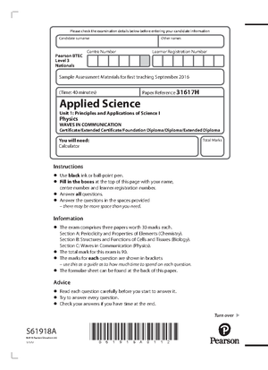 Unit 6 Assignment B - Applied Science Unit 6 B Double Award Checklist ...