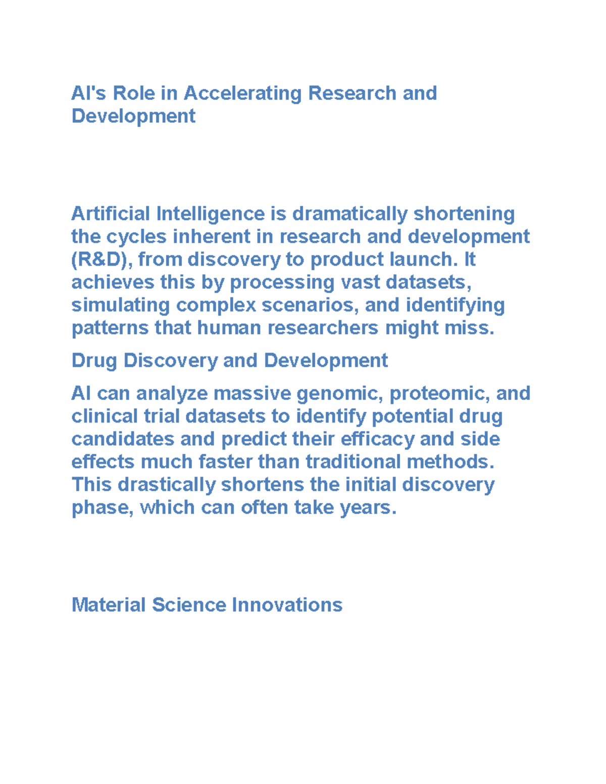 AI in Accelerating R&D: Transforming Drug Discovery & Material Science ...