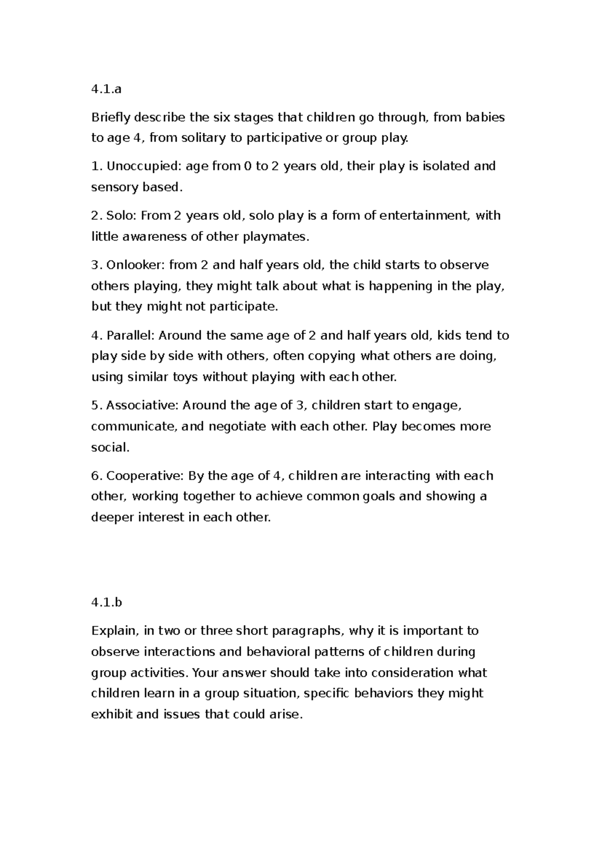 CHCECE033 Q4.1 Understanding Stages of Children's Play Development ...