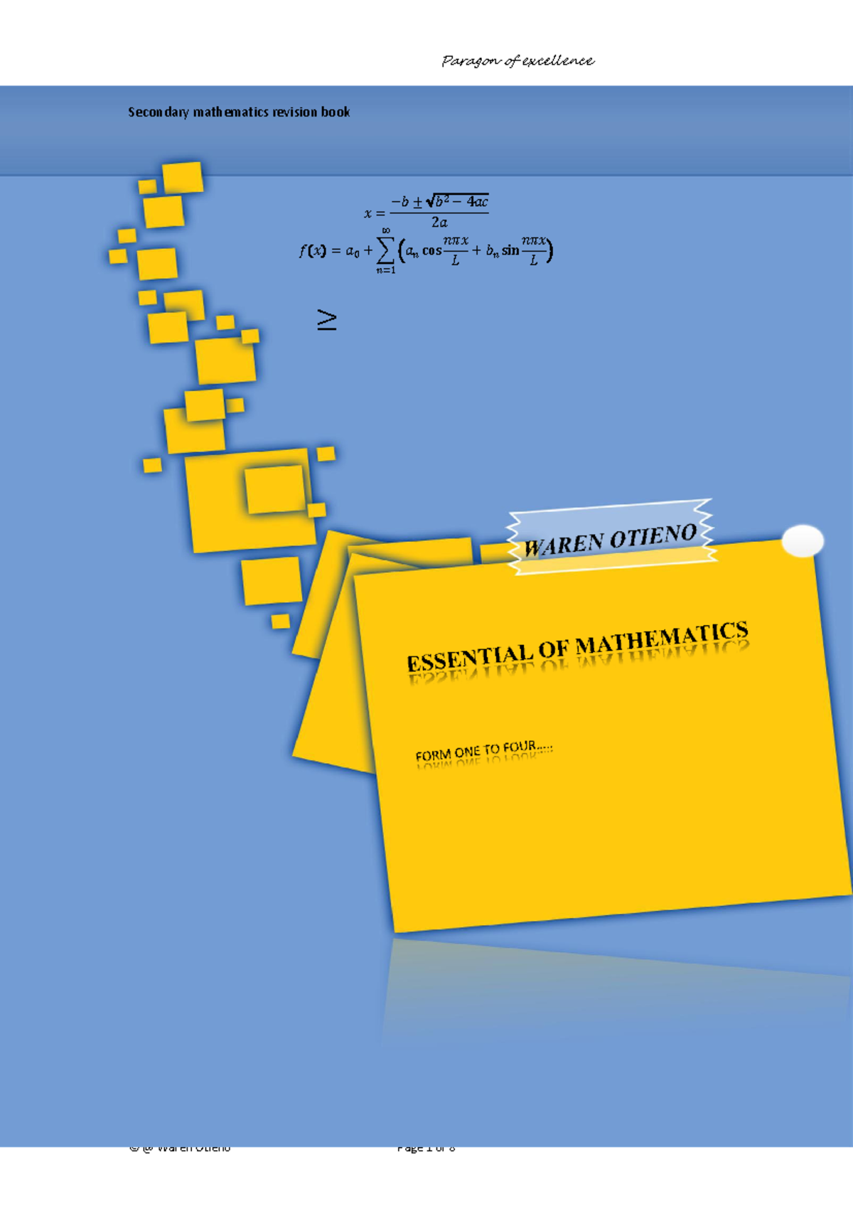 Mathematics Revision Book: Essentials for Form One (COS) - Studocu