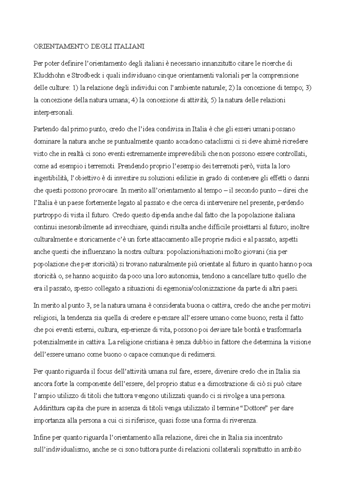 Lezione 12: Confronto sugli Orientamenti Culturali Italiani e Olandesi ...