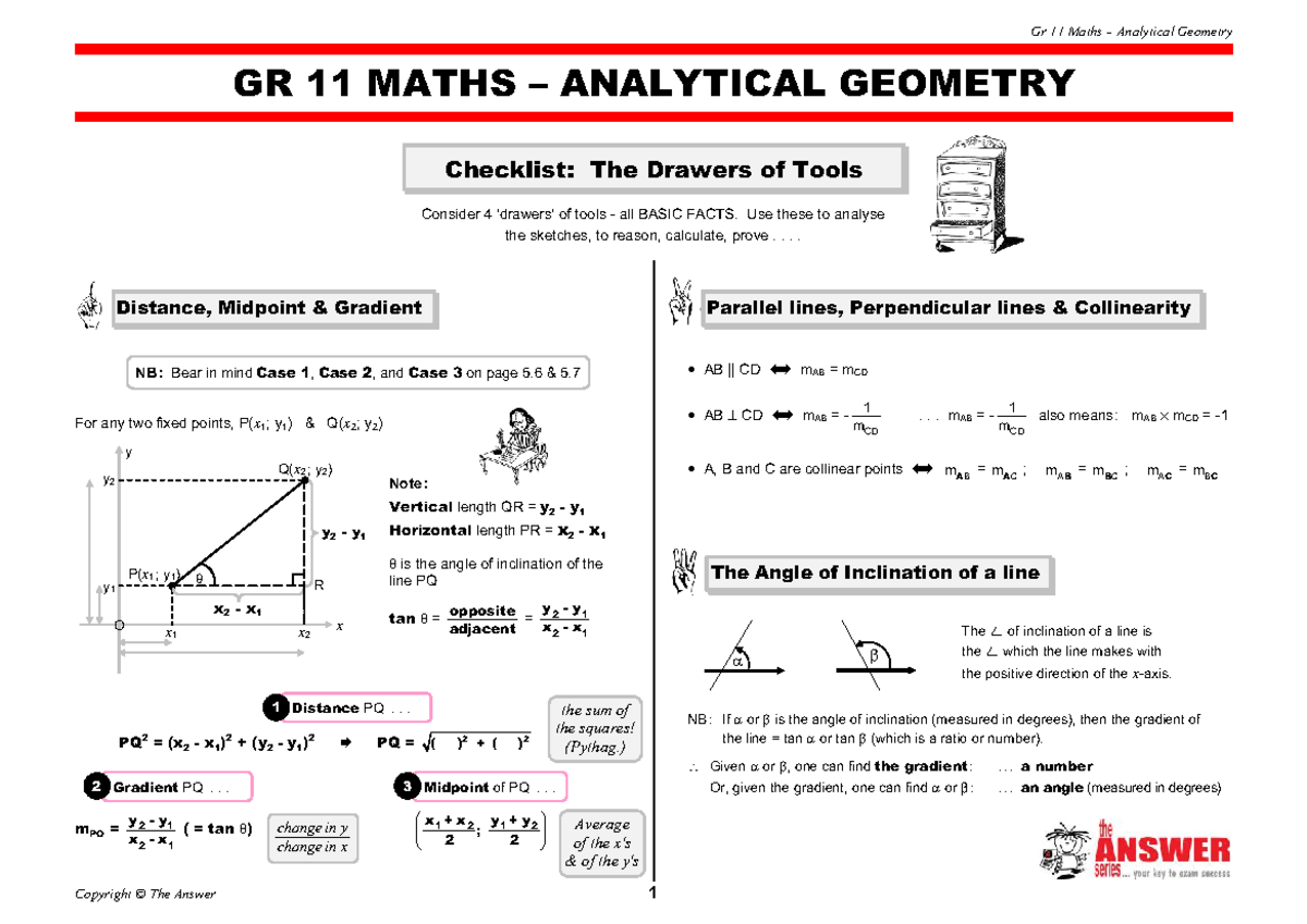 Gr 11 Maths Analytical Geometry: Tools & Exercises Guide - Studocu