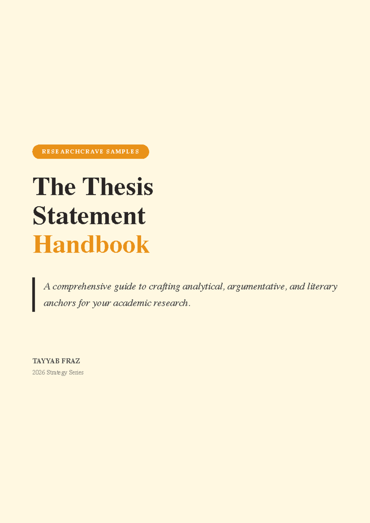 Thesis Statement Crafting Guide: A Comprehensive Overview (TAYYAB FRAZ ...