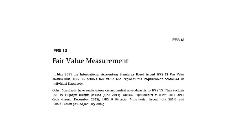 IFRS 13 Fair Value Measurement: Comprehensive Overview and Guidance ...