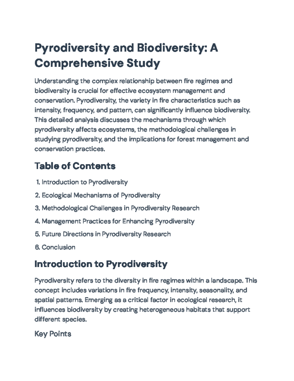Pyrodiversity and Biodiversity: Insights for Ecosystem Management - Studocu