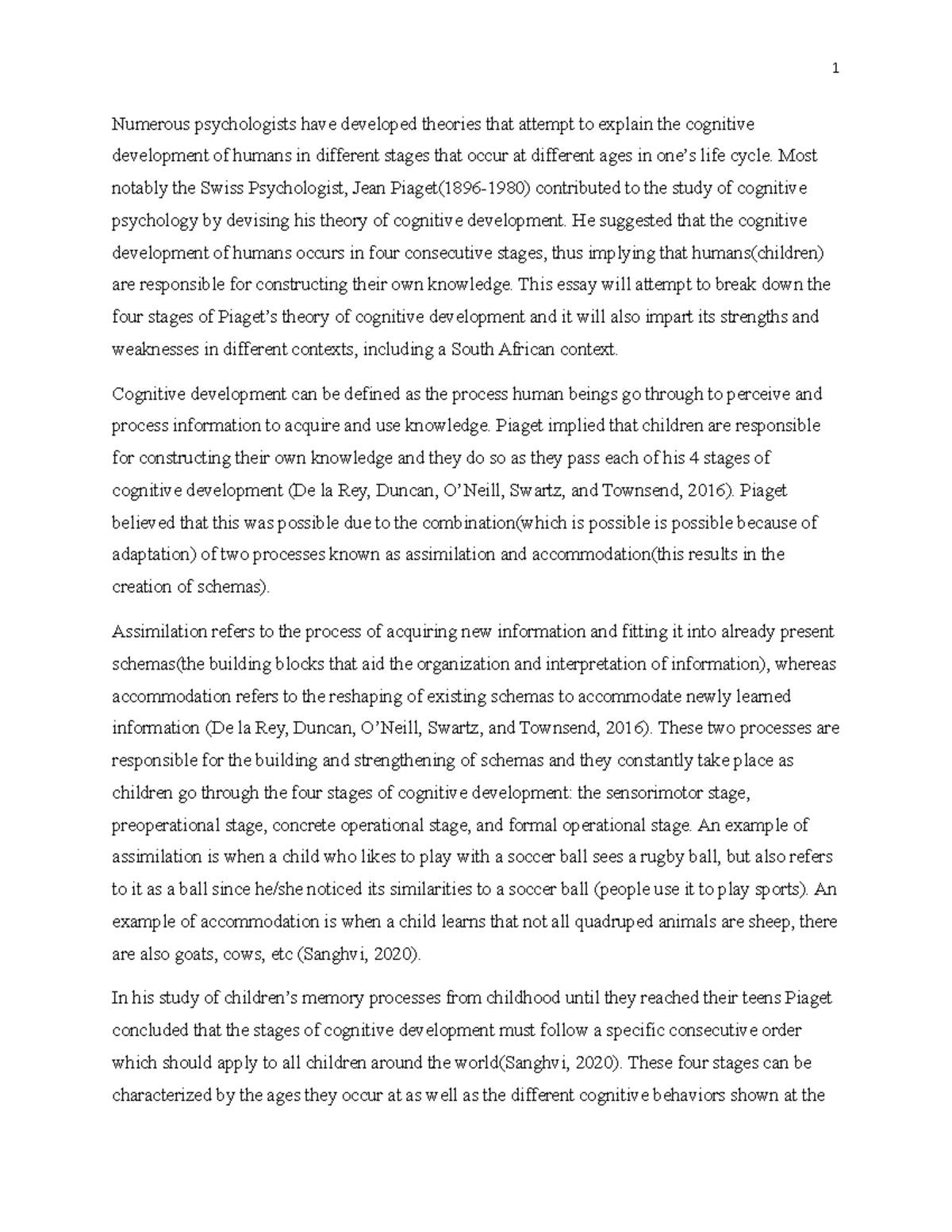 Cognitive Development According to Piaget: An In-Depth Essay - Studocu