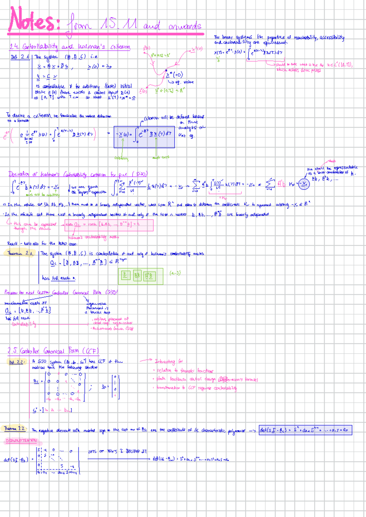 Advanced Control Systems Notes: Key Concepts and Criteria - Studocu