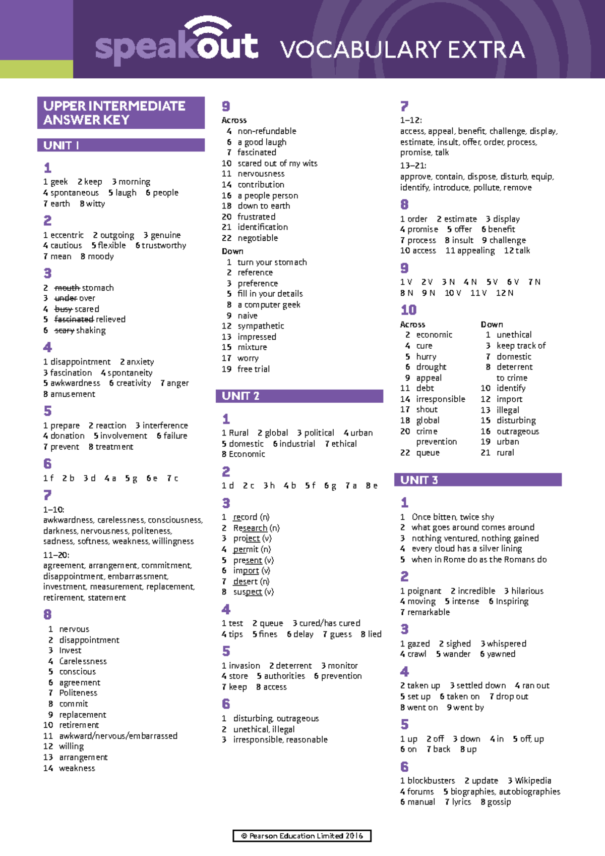 Speakout Vocabulary Extra Upper Intermediate Answer Key - UPPER ...