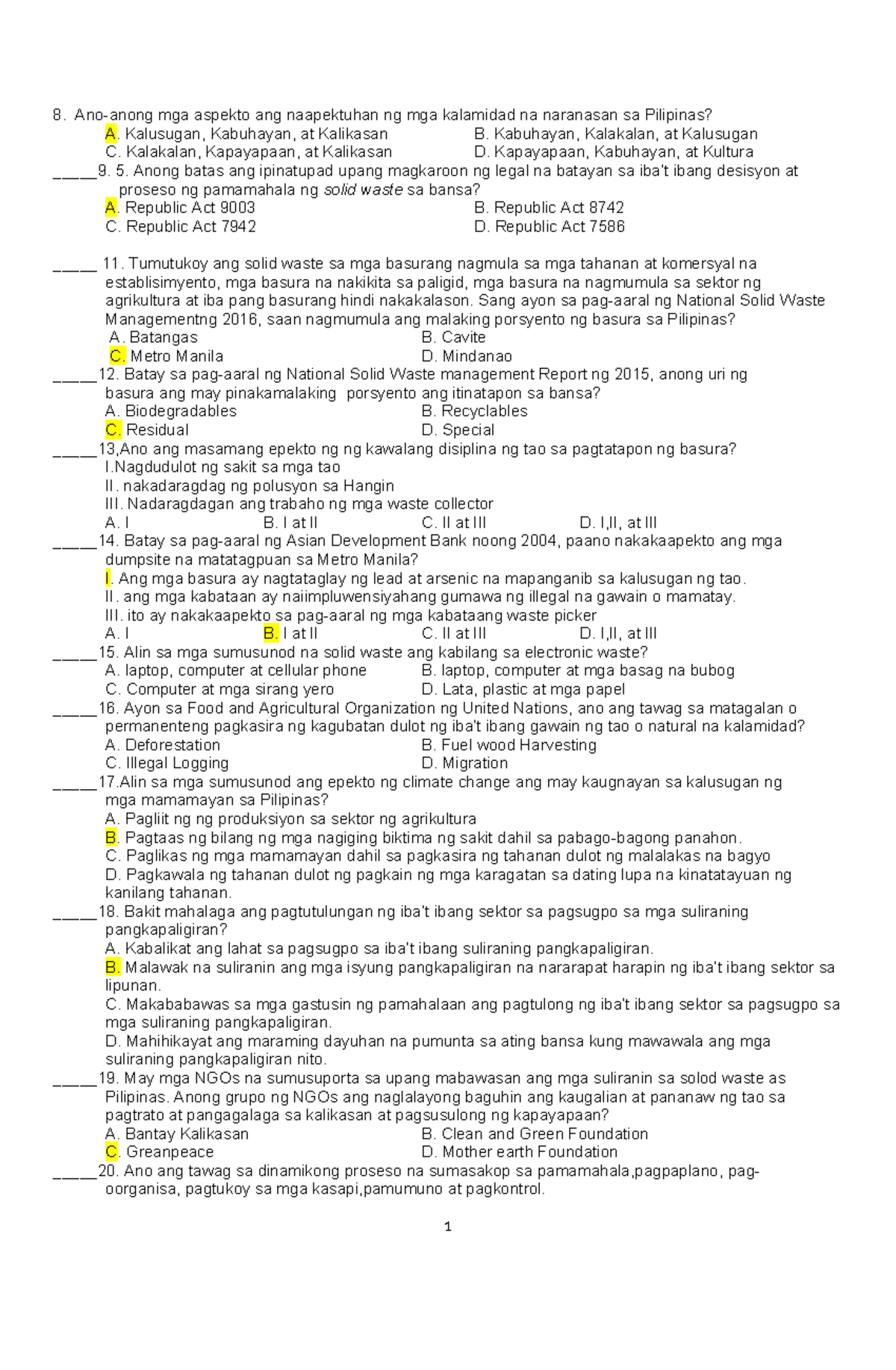PAGBIBIGAY-DIIN SA MGA ASPEKTO NG KALAMIDAD SA PILIPINAS: REVIEWER (DRRM 101) - Studocu