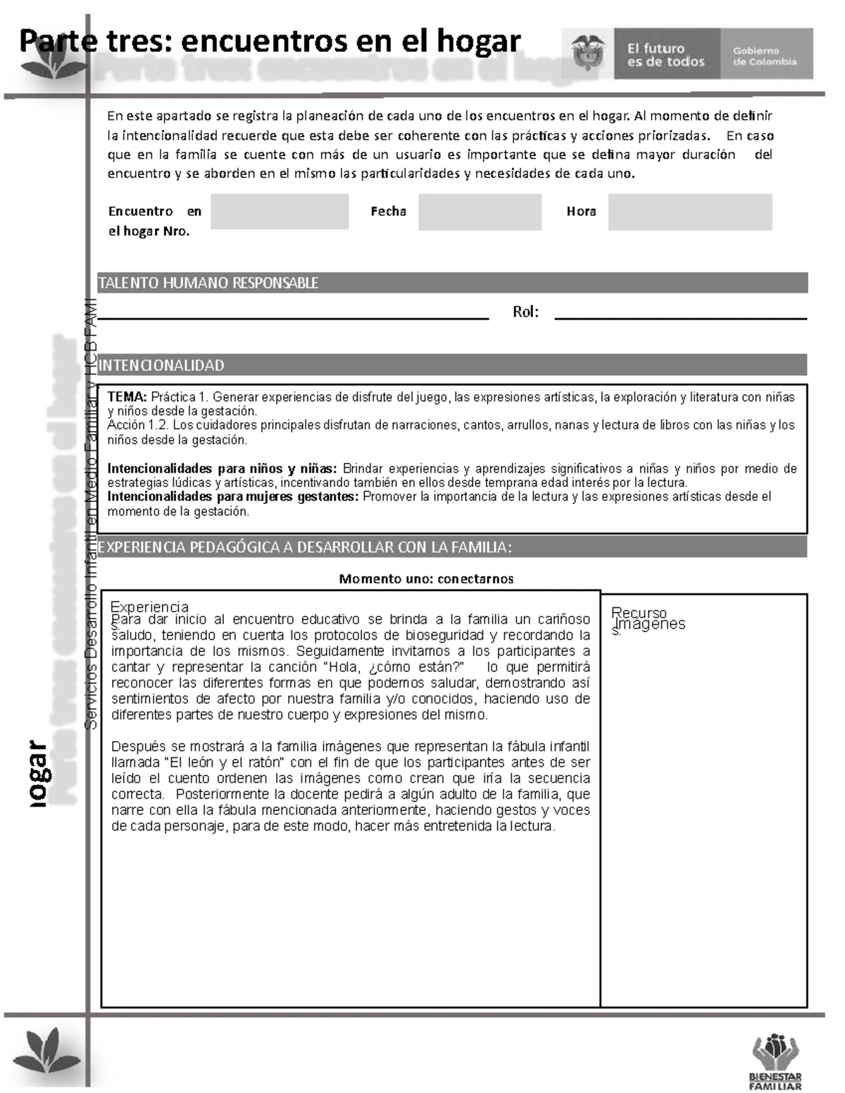 Planeación encuentros en el hogar practica 1. acción 1 - Para dar ...