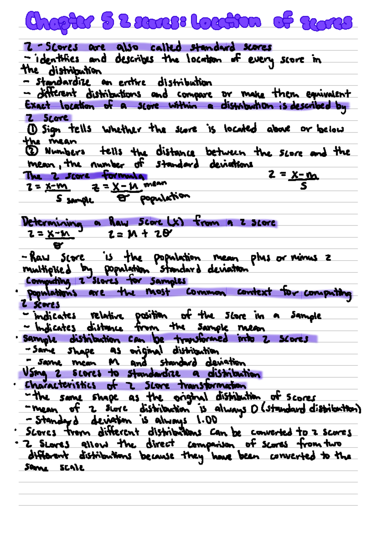 Chapter 5 & 7: Z Scores, Probability, and Sample Distributions Insights - Studocu