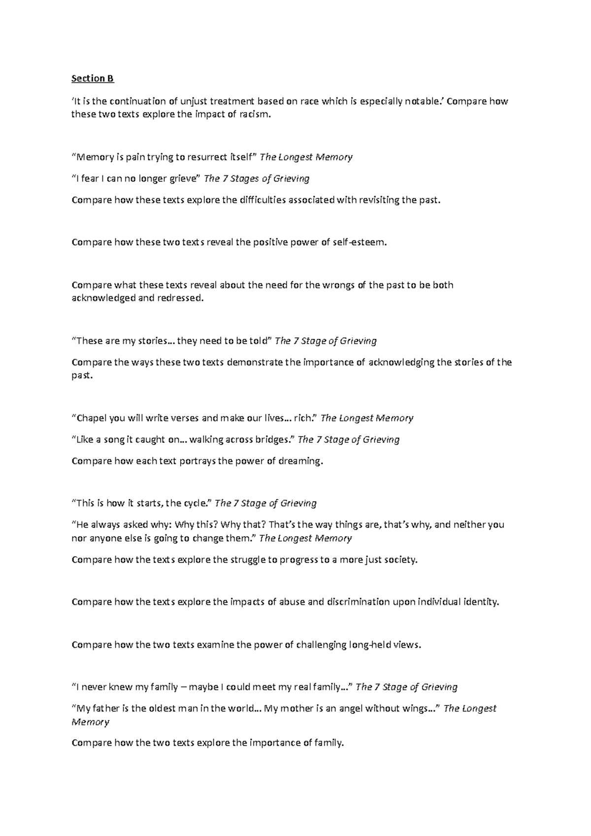 Comparative Analysis of Themes in "The Longest Memory" & "The 7 Stages ...