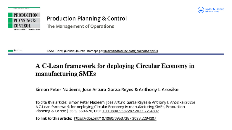 AC-LEAN Framework for Deploying Circular Economy in Manufacturing SMEs ...