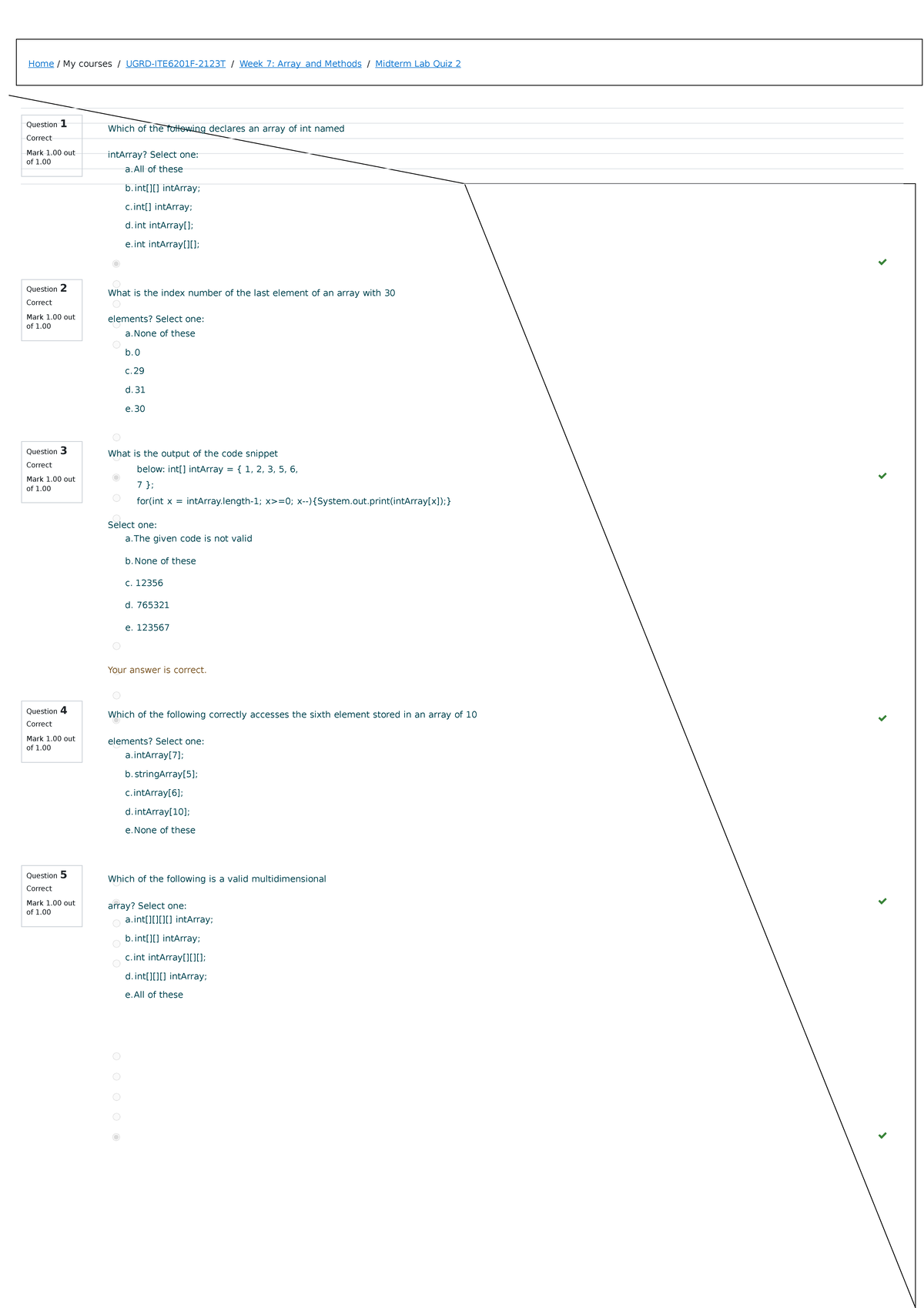 Midterm Lab Quiz 2 Int Intarray C Int Intarray D Int Intarray E Intarray