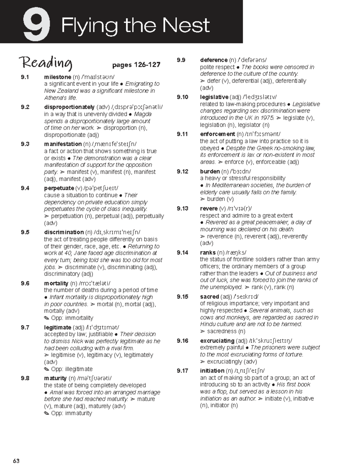 C2 Vocabulary Wordlist: Unit 9 - Key Terms and Definitions - Studocu