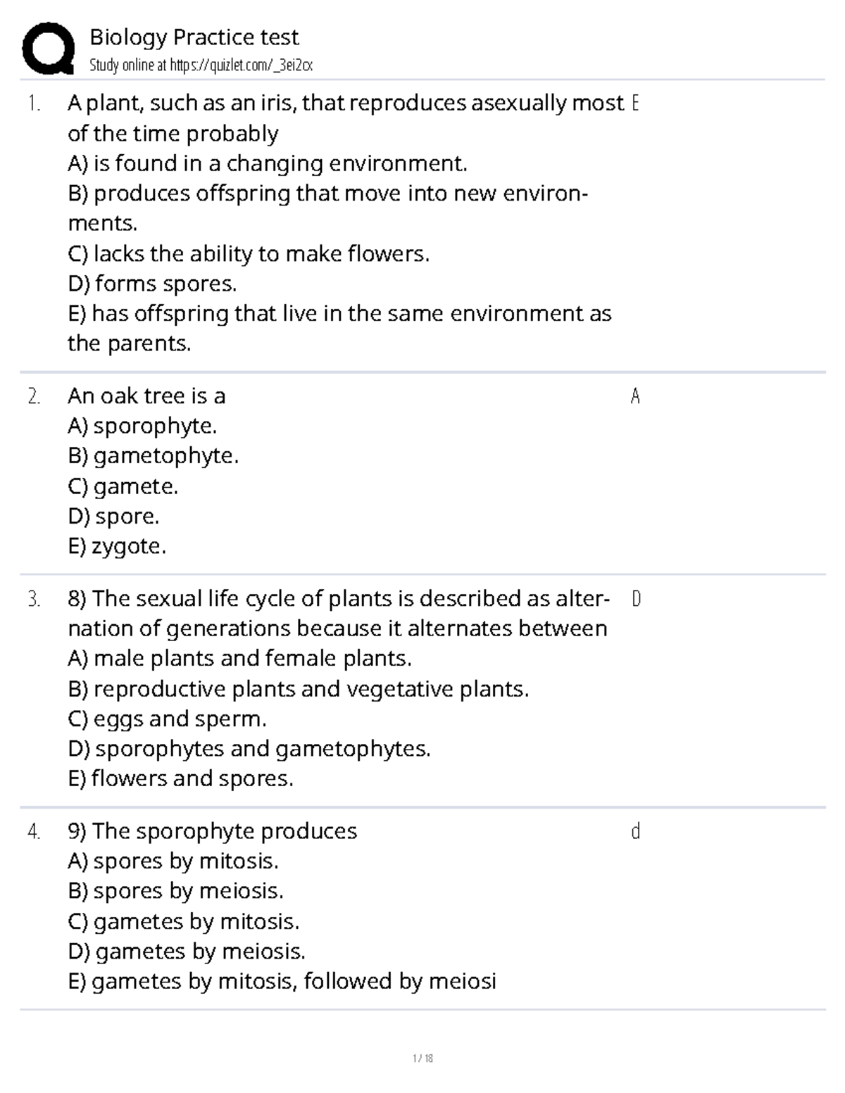 Biology Practice Test Study Guide (A18719 fd 0253) - Studocu