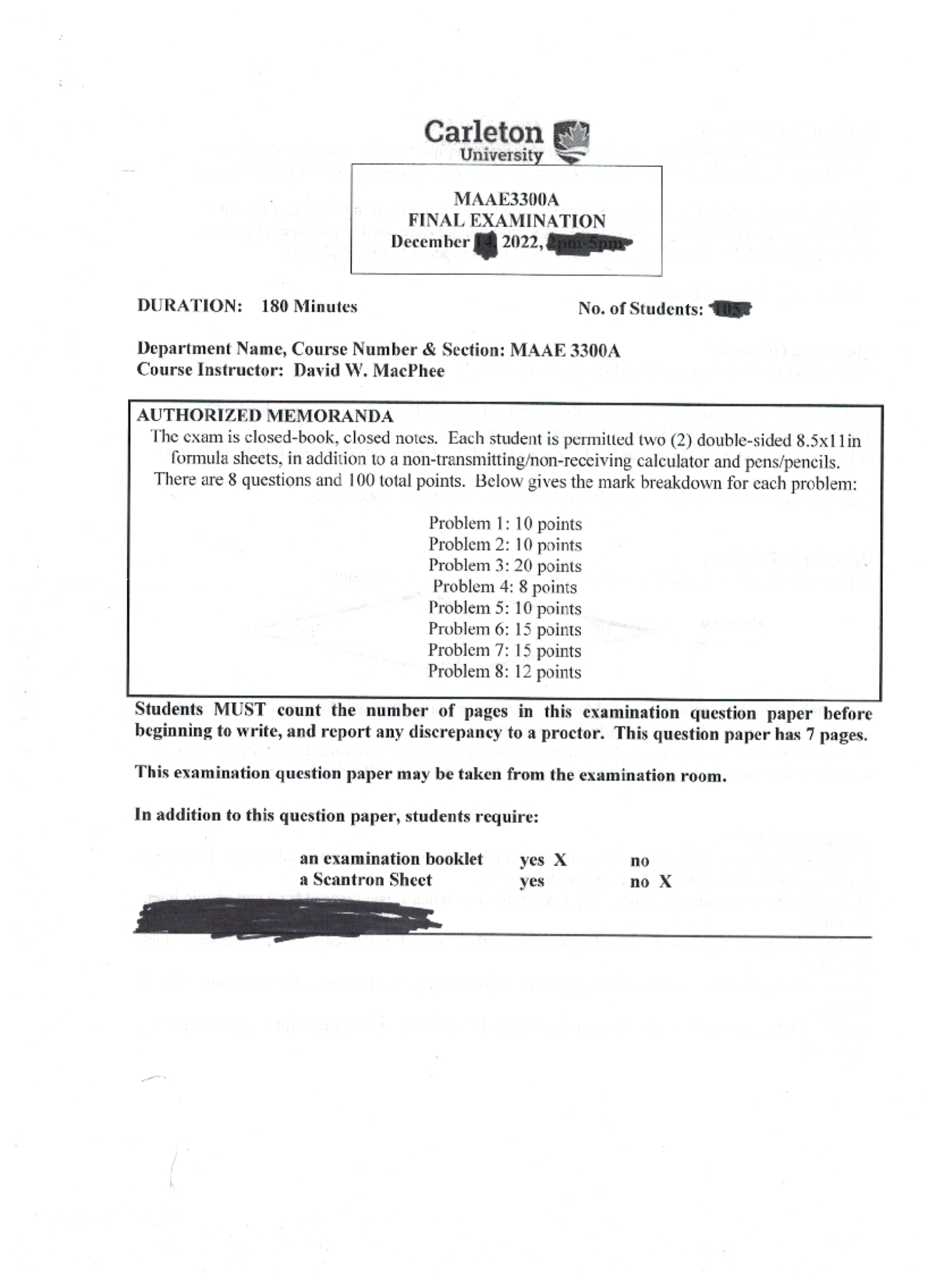 Final Exam Review for MAAE 3300 Fluids - Winter 2022 - Studocu