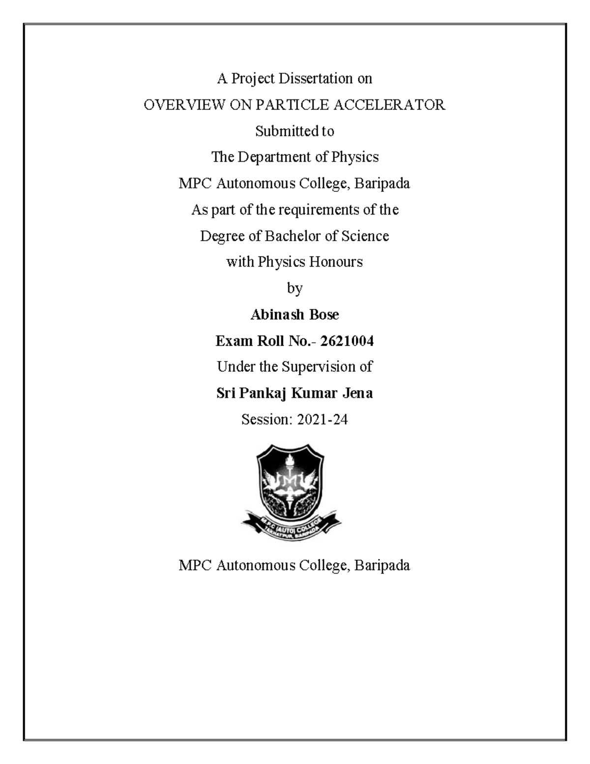 MPC 3rd Year Physics Project: Overview on Particle Accelerators - Studocu