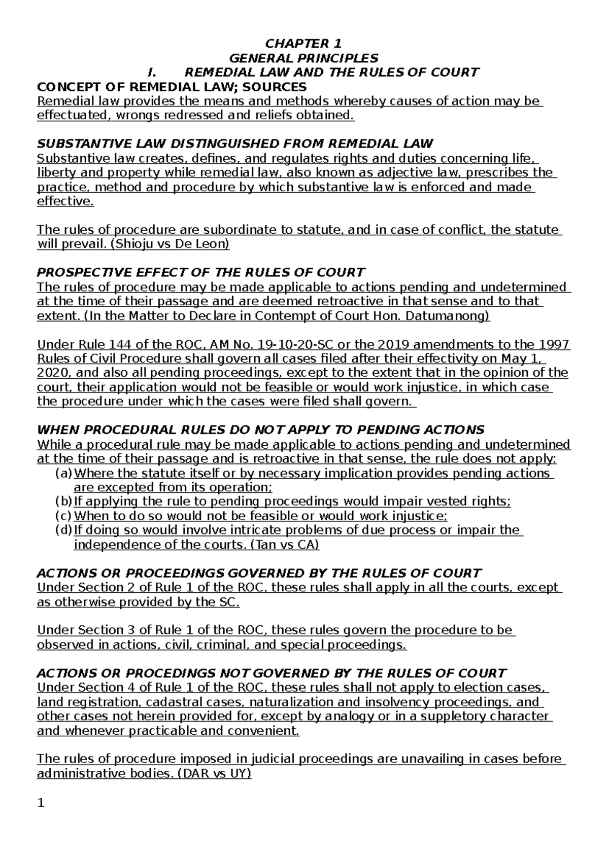 Civpro Riano Chapter 1 - General Principles of Civil Procedure - Studocu