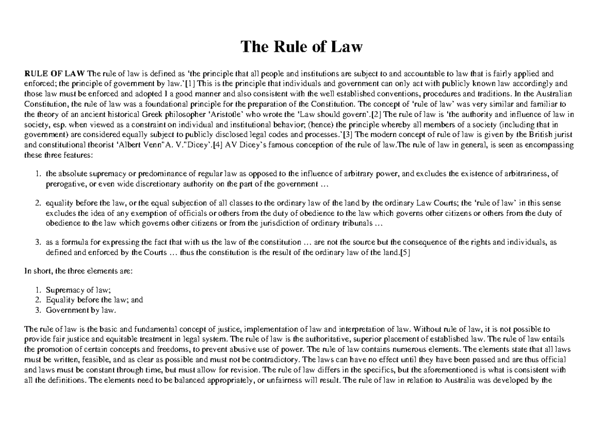 Exploring the Concept and Principles of the Rule of Law in Australia ...