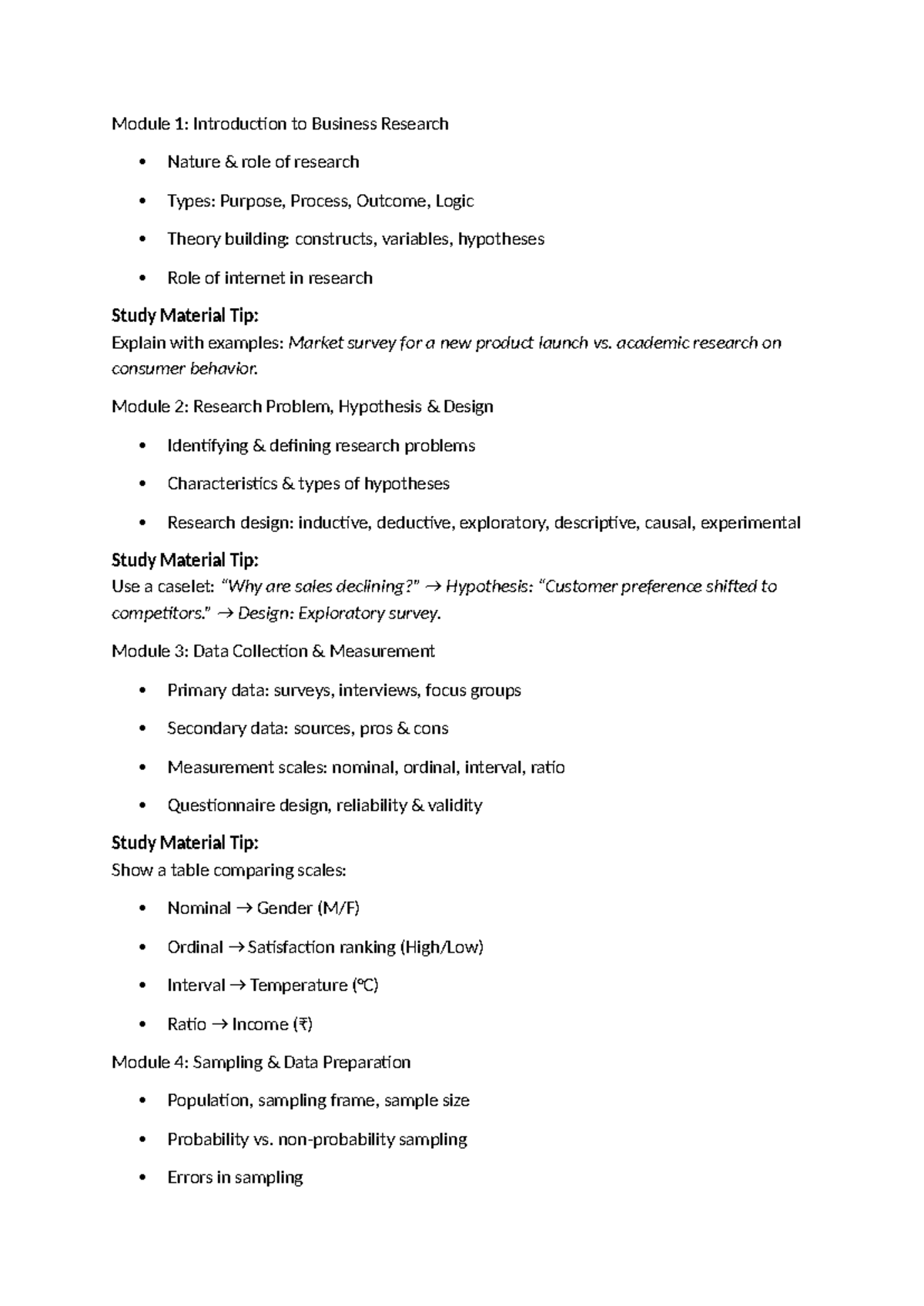 Module 1: Introduction to Business Research - Study Material & PPT ...