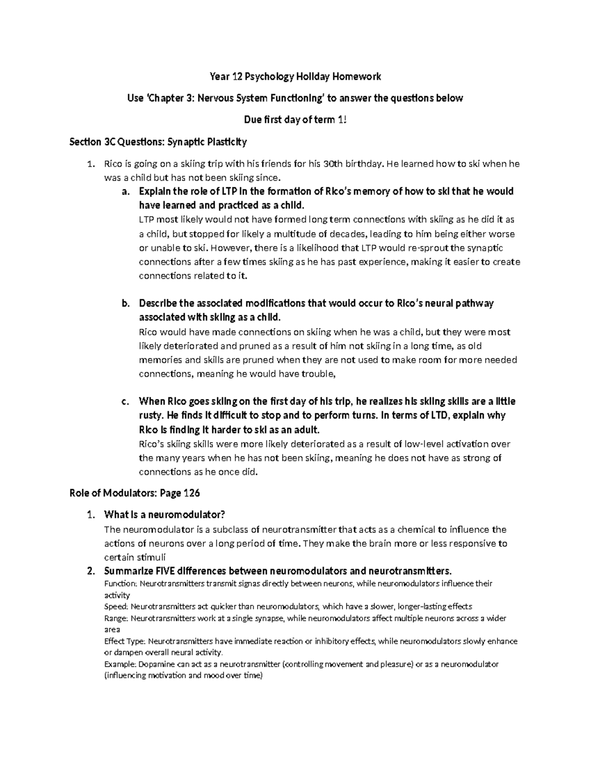 Year 12 Psychology End of Year Holiday Homework - Year 12 Psychology ...