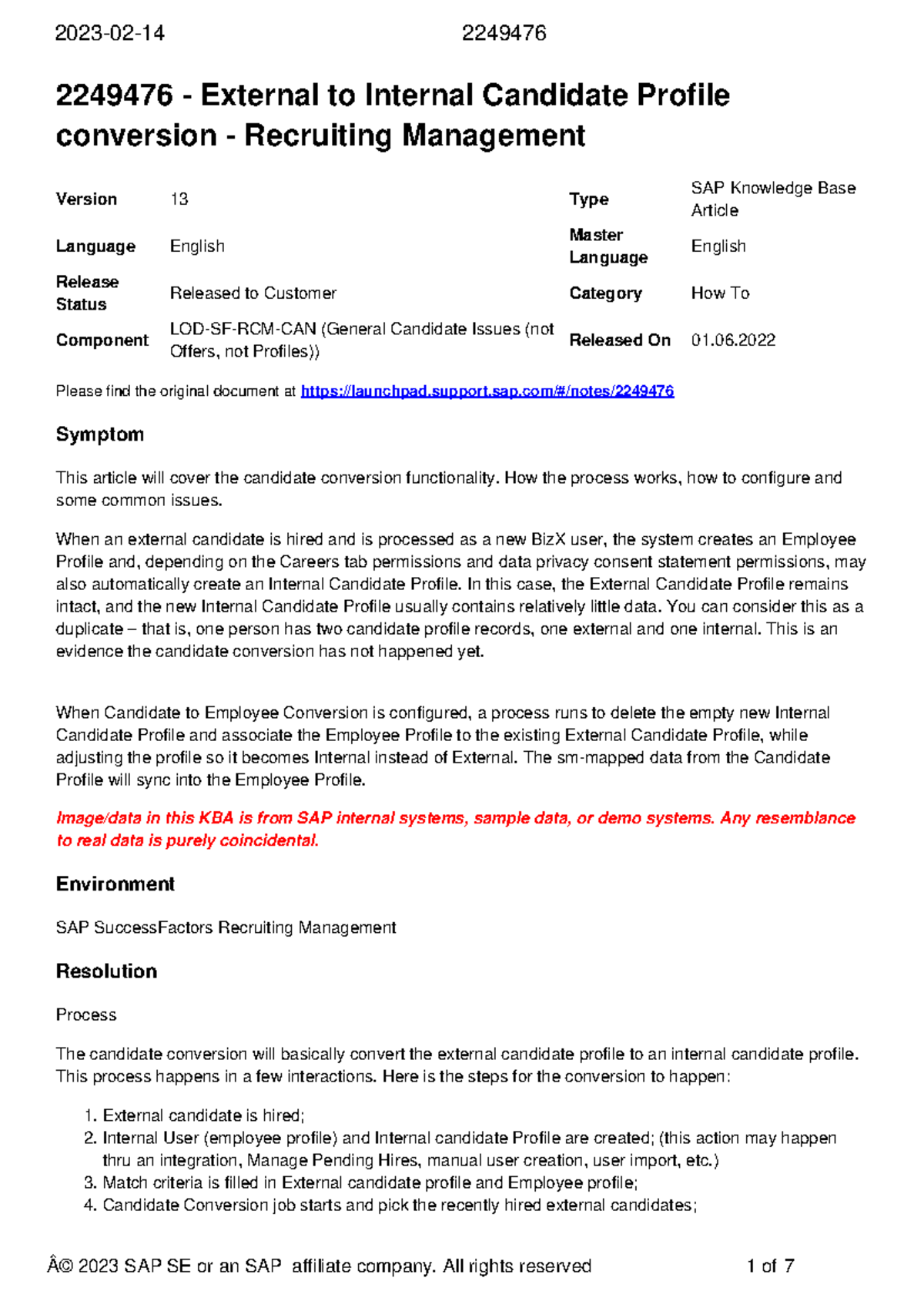 2249476 - External to Internal Candidate Profile Conversion Guide - Studocu