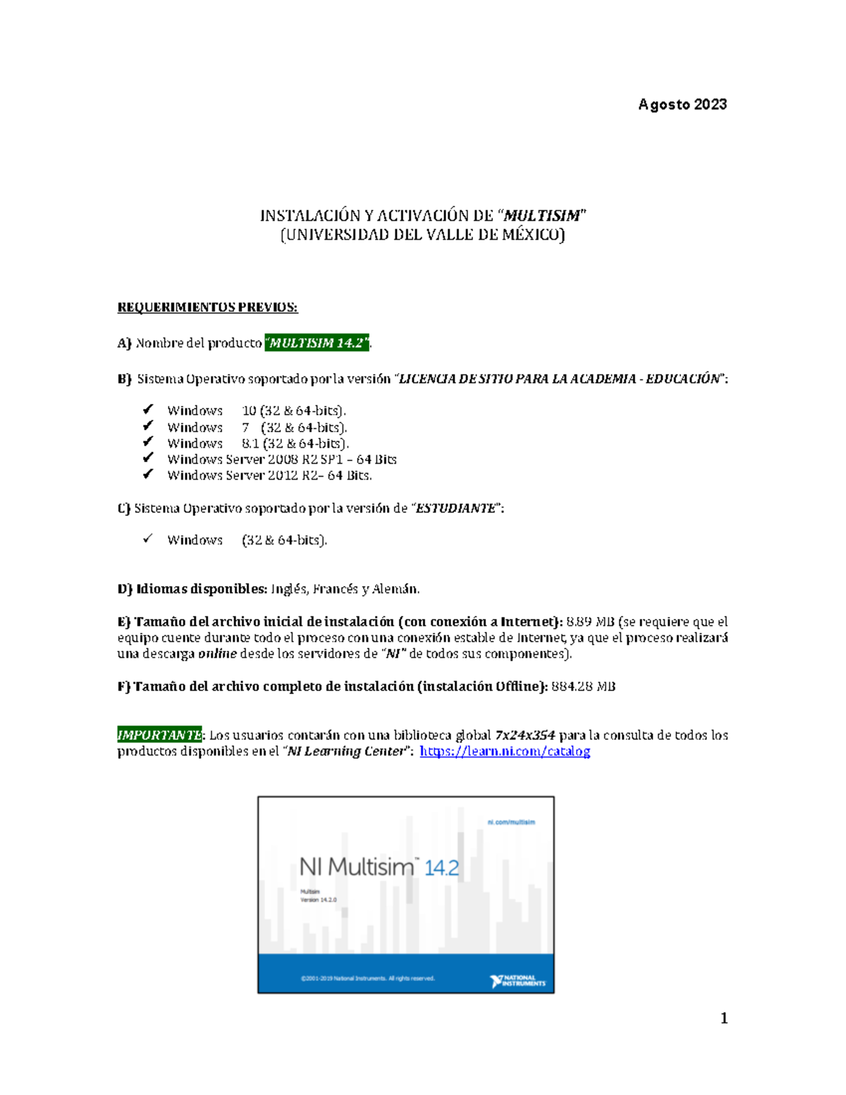 Guía de Instalación de MULTISIM 14.2 para Estudiantes - UVM - Studocu