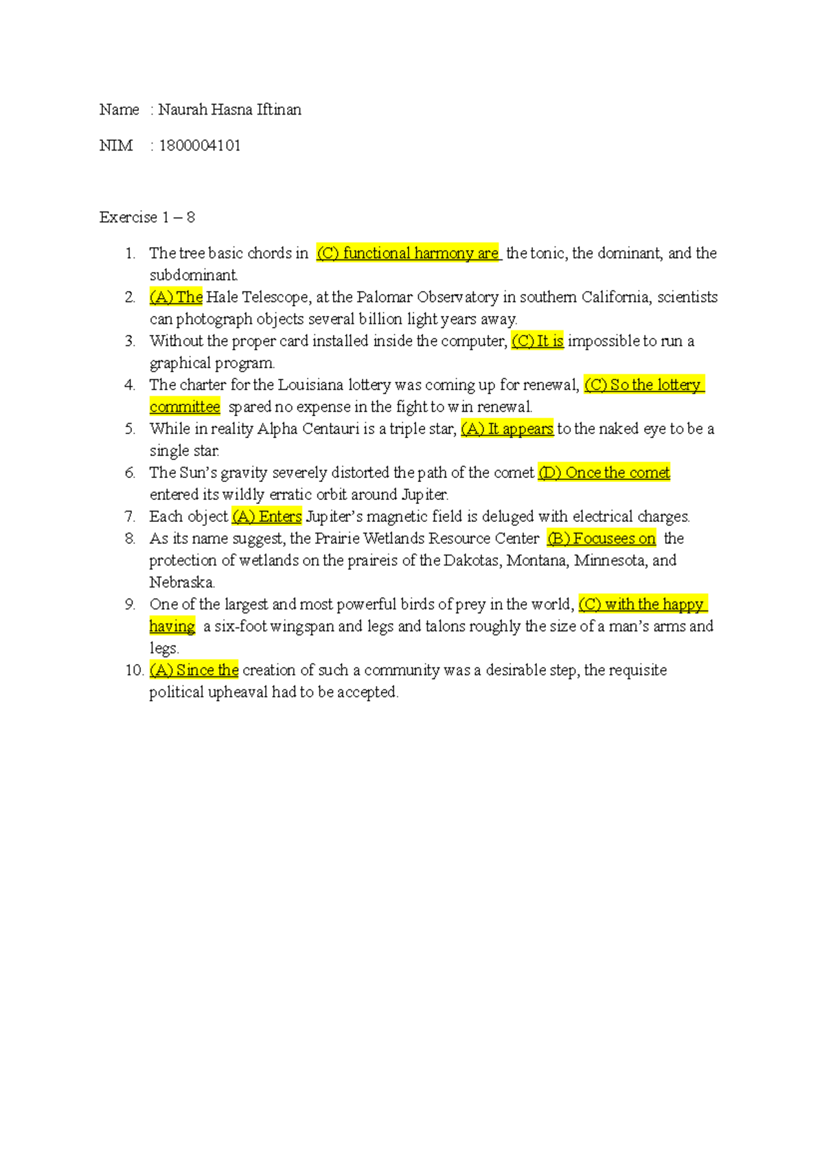 Naurah Structure 1800004101 - Name : Naurah Hasna Iftinan NIM ...